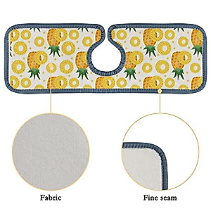 Kitchen Faucet Absorbent Mat 3 Pieces Yellow Pineapples Slices Faucet Sink Splash Guard Bathroom Counter and RV,Faucet Counter Sink Water Stains Preventer