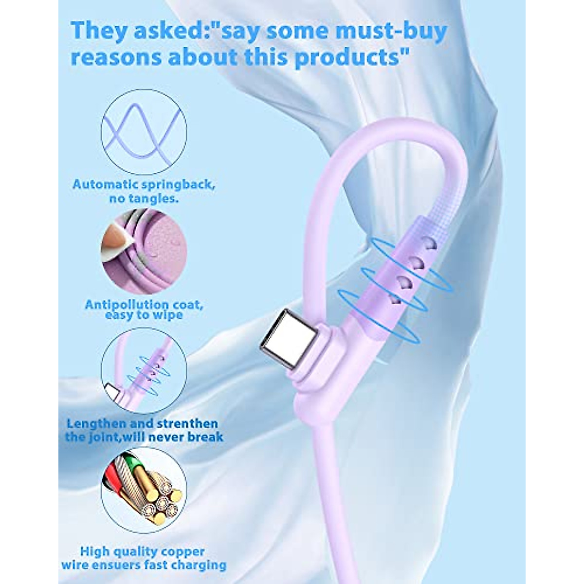 90 Degree USB C Cable Fast Charging 3 Pack (3FT 6FT 10FT) Short & Long Right Angled USB Type C Charger Cable for Samsung Galaxy S22 S21 S20 Ultra S20+ Note 20,10 S10,9 Plus A12,11,52 Google Pixel