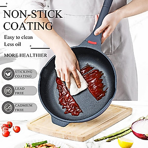 Vinchef Nonstick Frying Pan With Lid, 10 Inch Chef's Pan Deep Anti Scratch, Cast Aluminum Cooking Pan, Multi Stovetops Compatible, Dishwasher Safe