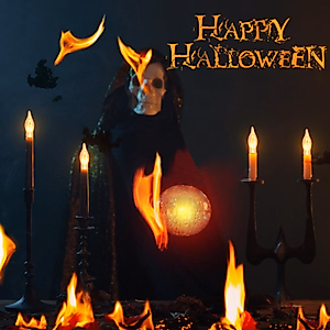 Agaphoton Christmas Flicker Flame Light Bulbs, Crystal Clear Flame Tip Candelabra Bulbs, Flickering Replacement Bulbs Dances with Orange Flame, 120 Volt, 1 Watt, E12 Candelabra Base, 12 Pack