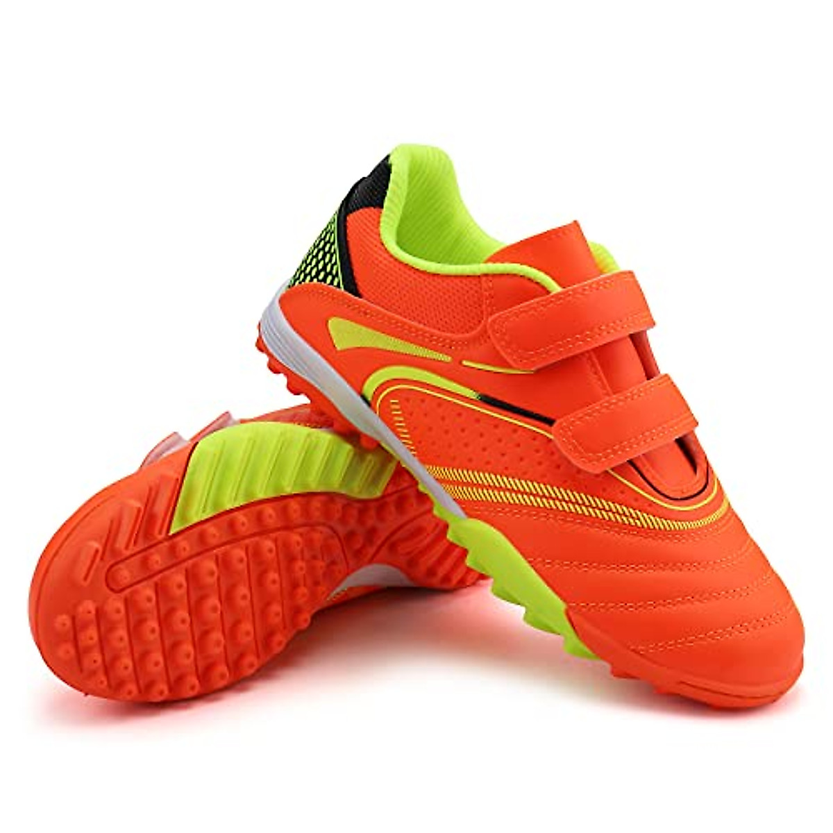 firelli Kids Athletic Turf Soccer Cleats Boys Girls Comfortable Soccer Shoes (3,Orange)