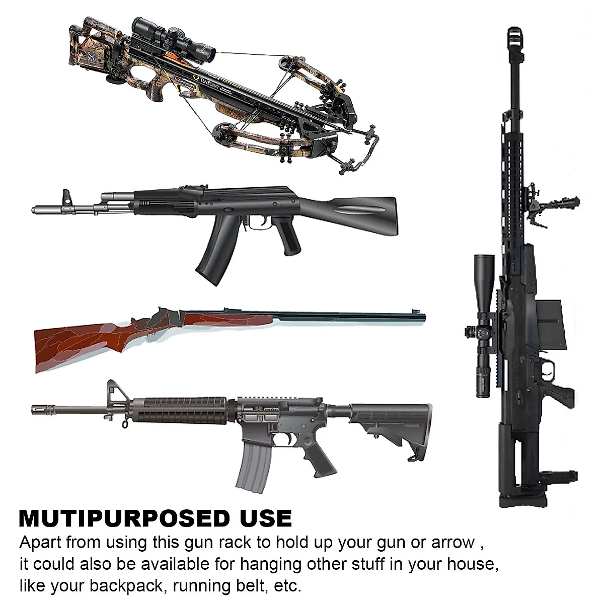 GOHIKING Gun Rack Storage Rifles Shotgun Hooks Wall Mount Hangers for Any Rifles Shotguns Archery Bow with Soft Padding and Heavy Duty Steel