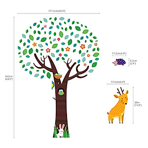 DECOWALL DA-1312N Large Tree with Animal Friends Kids Wall Decals Wall Stickers Peel and Stick Removable Wall Stickers for Kids Nursery Bedroom Living Room