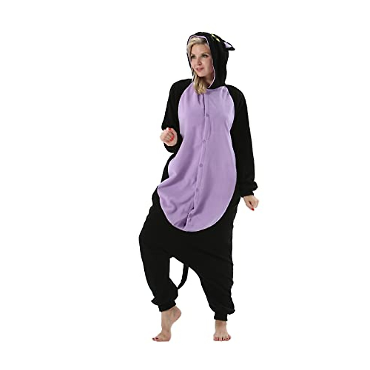 ULEEMARK Unisex Adult Onesie Animal Pajamas One Piece Halloween Costumes Cosplay Christmas Sleepwear Midnight Cat