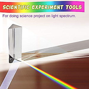 Coitak 6 inch Optical Glass Triangular Prism, Crystal Triangular Prism for Teaching Light Spectrum Physics, Photo Photography Prism Tool