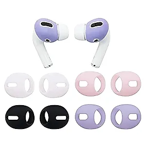 BLLQ Compatible with AirPods Pro Ear Tips Ear Gels Anti-Slip Earbuds Cover 【 Fit in The Charging Case 】, 4 Pairs White/Black/Gray/Pink wbpg