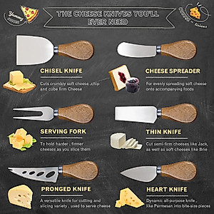 Cheese Knives Set,Stainless Steel Cheese Knife Collection Cheese Slicer Cheese Cutter Cheese Fork,Cheese Spreading Knife Cheese Markers for Charcuterie Boards Accessories Charcuterie Utensils