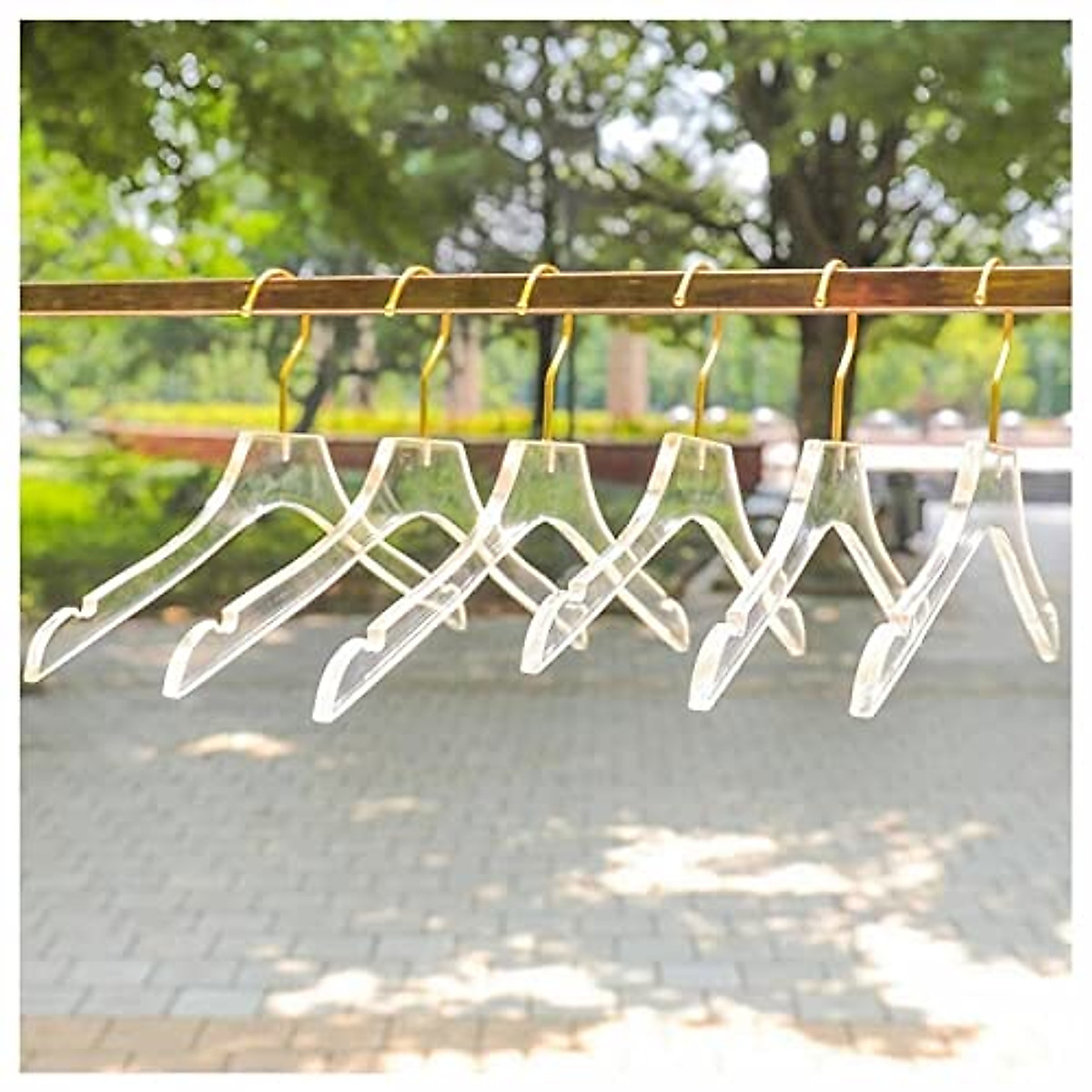 GAMVDOUT 10 Pcs Clear Acrylic Hanger Crystal Clothes Hanger with Gold Hook Non-Slip Transparent Formal Dress Standard Hanger