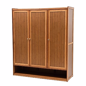 HaroldDol Bamboo Shoe Storage Cabinet with 3 Doors, Shoe Floor Storage Organizer Rack for 30 Pairs Entryway Hallway, 35.4 * 12.6 * 42.1in