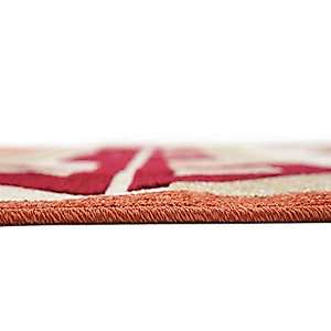 Unique Loom Outdoor Modern Collection Area Rug - Albuquerque (8' x 10' Rectangle, Burgundy/ Beige)
