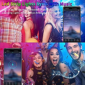 100ft Led Lights for Bedroom, APP Control Music Sync Color Changing,Ultra Long RGB 5050 Led Strip Lights with 44Keys IR Remote for Christmas Room Home Decoration