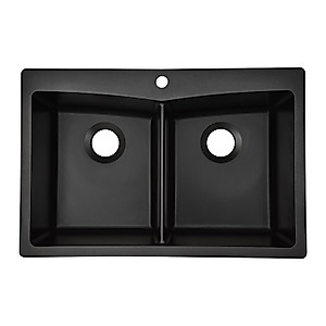 33" x 22" Quartz Kitchen Sink, Double Bowl Kitchen Sinks, Drop in sink, large sinks Quartz Undermount Kitchen Sink, Galaxy Black Kitchen Sink, Double Sink Kitchen, Lexicon Platinum LP-800TM-K-SO