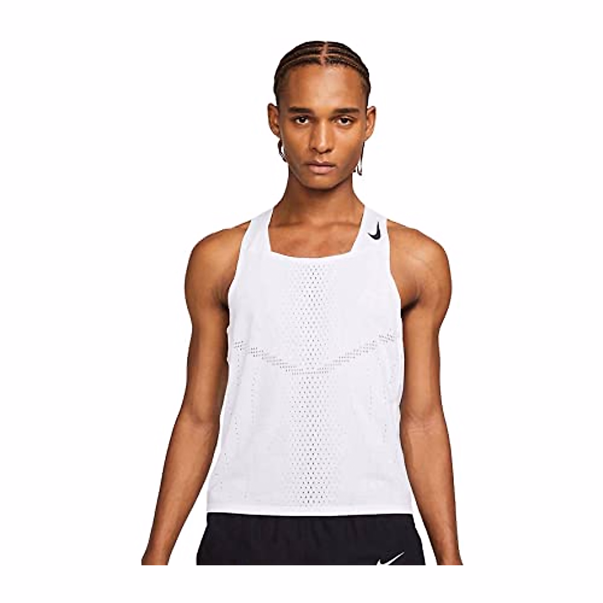 Nike Dri-FIT ADV AeroSwift Men's Racing Singlet (X-Large, White/Black)