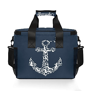 ALAZA Anchor Pattern Large Capacity Cooler Tote Insulated Lunch Bag Lunch Cooler Bag