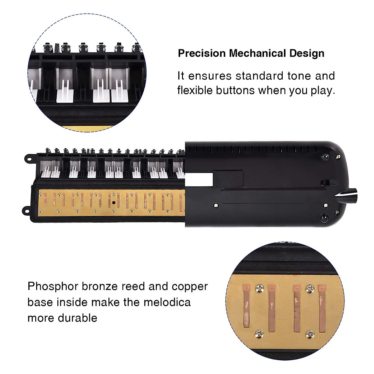 EASTROCK 32 Key Melodica Instrument Air Piano Keyboard Soprano Melodica with 2 Mouthpieces Tube Sets, Carrying Bag for Kids Beginners Adults Gift, Black