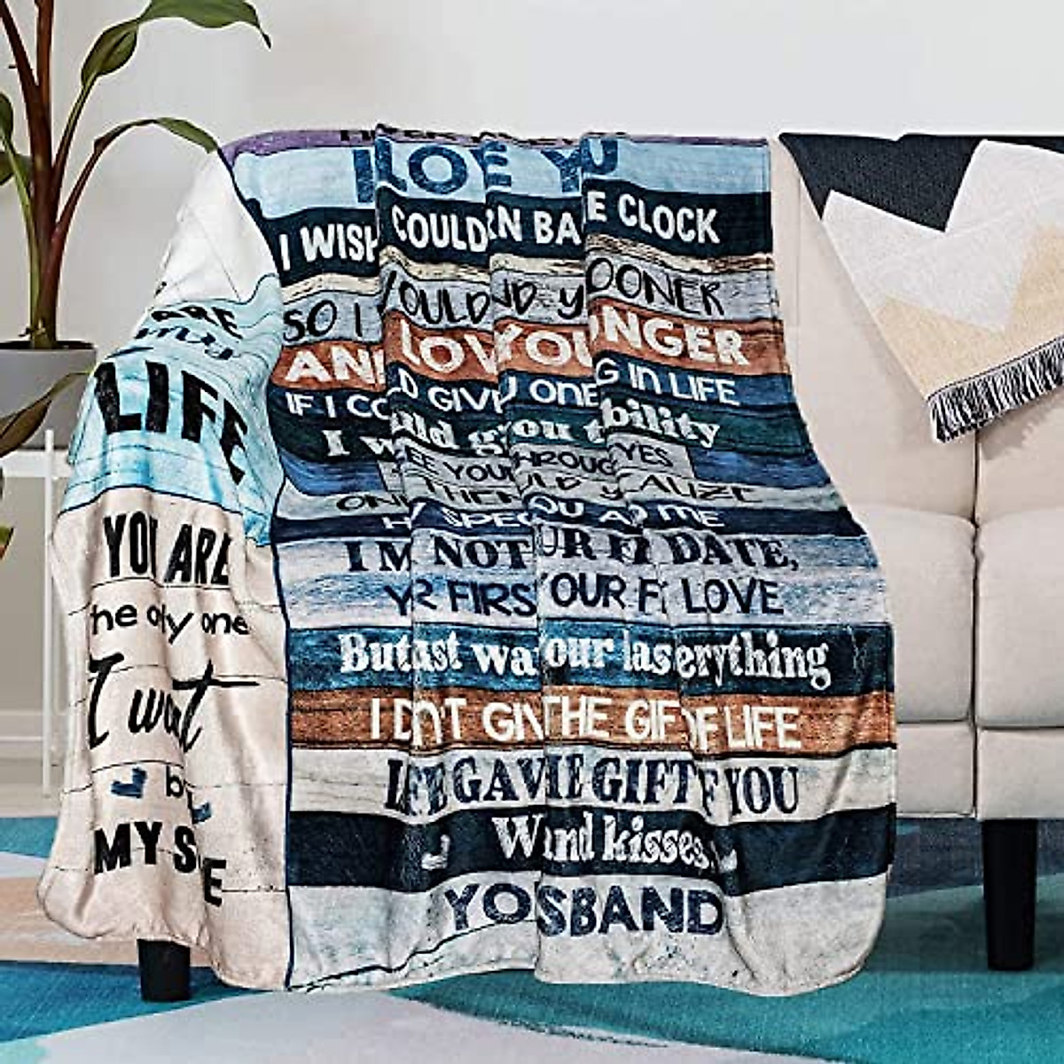 Anniversary Romantic Gift for Wife, Ultra-Soft Micro Fleece Sherpa Throw Blanket, Valentines Day Gifts for Her, Wife Birthday Gifts from Husband, for Bedding Sofa and Travel