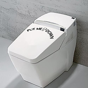 Jiuhong 4 Pack Funny Reminder Decoration Put Me Down Toilet Seat Decal Sticker Sign for Home Switch Bathrooms Decorations (Black)
