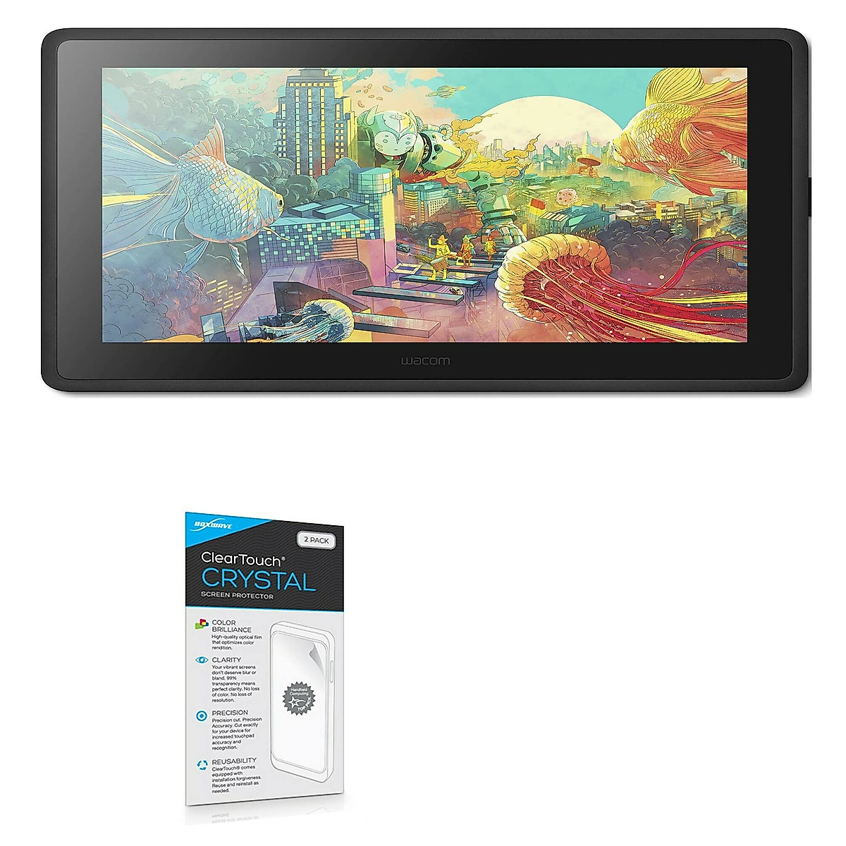 BoxWave Screen Protector Compatible with Wacom Cintiq 22 (DTK2260K0A) - ClearTouch Crystal (2-Pack), HD Film Skin - Shields from Scratches for Wacom Cintiq 22 (DTK2260K0A)