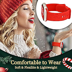 Christmas Gifts Compatible with Christmas Apple Watch Band for Women 42mm(Series 10) 41mm 40mm 38mm, Adjustable Soft Silicone Santa Claus Snowflake Band for iWatch Bands Series 10/9/8/7/6/5/4/3/2/1/SE