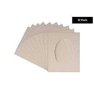 CountryArtHouse Grey Acid Free 10x13 Oval Picture Frame Mat with White Core Bevel Cut for 8x10 Pictures - Fits 10x13 Frame - Pack of 10 Matboard Show Kits with Acid Free Backings & Clear Bags