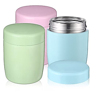 Zopeal 3 Pcs Insulated Food Container Jar Thermal Soup Lunch Box 8.8 oz Insulated Vacuum Hot Lunch Container Stainless Steel Wide Mouth Food Jar for Hot and Cold Food Storage 3 Colors
