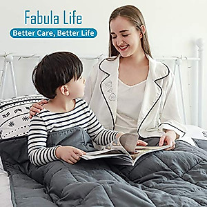 Fabula Life Adult Weighted Blanket(12lbs, 72”x48”, Twin Size), Heavy Blanket with Premium Breathable Cotton and Micro Glass Beads, Calm Deep Sleep