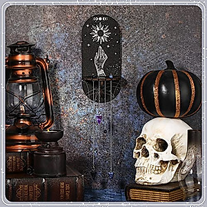 Queekay 3 Pieces Small Crystal Shelf Display Black Butterfly Crystal Shelf Magical Boho Hand Moon and Stars Shelf Witch Stuff Wooden Moon Phases Crystal Holder Stand with 3 Pieces Crystals Stone
