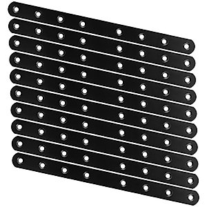 20Pcs 10Inch Mending Plates, Heavy Duty Straight Brackets for Wood Cast Iron Flat Corner Brace , Black Mending Joining Plates Fixing Hardware Brackets Connector for Furniture Repairing Table Shelf