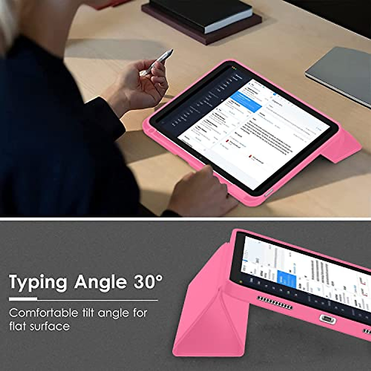 ZryXal New iPad 10th Generation Case 10.9 Inch 2022 with Pencil Holder, Smart iPad Case with Soft TPU Back [Support Auto Wake/Sleep] (Watermelon)