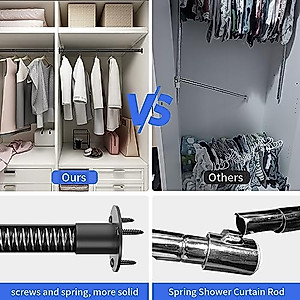 Closet Rods for Hanging Clothes - Heavy Duty Closet Poles 43-74 Inches - Adjustable Closet Rod Extender Hanging - Space Saving Closet Bar for Hanging Clothes, Laundry Room, Mud room, College Dorm