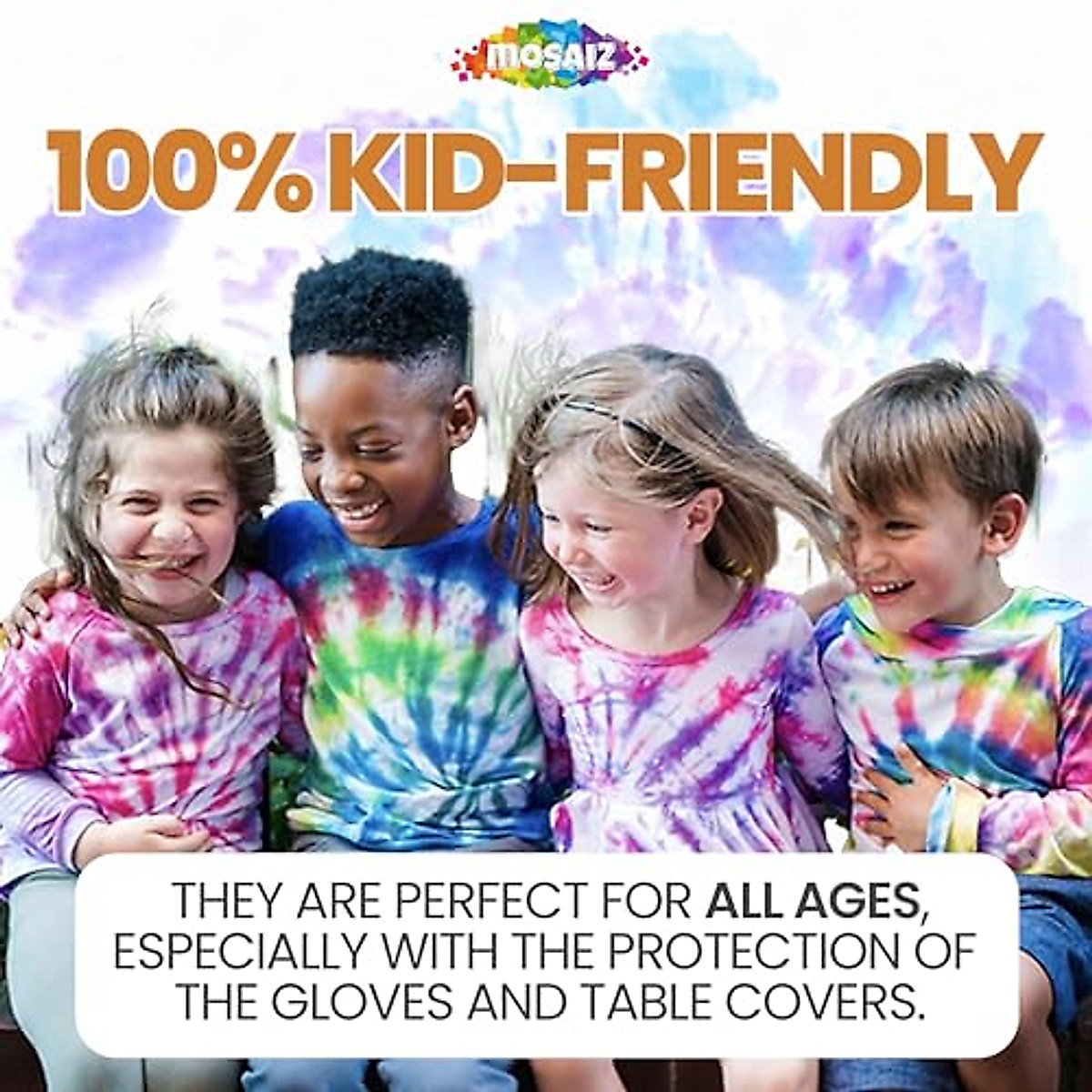 Mosaiz Tie Dye Kit, Tie Dye Party Kit for Adults and Large Groups, Permanent Fabric Dye Art Set, Spray Tie Dye for Creative Activities and DIY for Kids, Pre Filled, Non Toxic, Easy to Use, No Mess