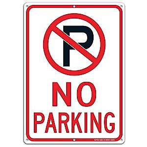 No Parking Sign With Symbol Sign, 14 x 10 Inches Reflective .40 Rust Free Aluminum, UV Protected, Weather Resistant, Waterproof, Durable Ink, Easy To Mount