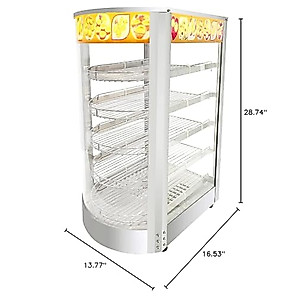 Countertop 14" Food Warmer Display Case 5 Shelf Hot Warming Showcase with Back Sliding Door,Silver (5 Tiers)