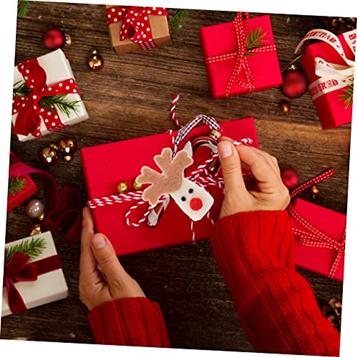 Christmas Felt Ornament Kit 6 Pcs Felt Elk Home Decoration Mini Accessories Miniture Decoration Knitted Doll Christmas Xmas Felt Knitted Santa DIY Handmade Decoration Apparel