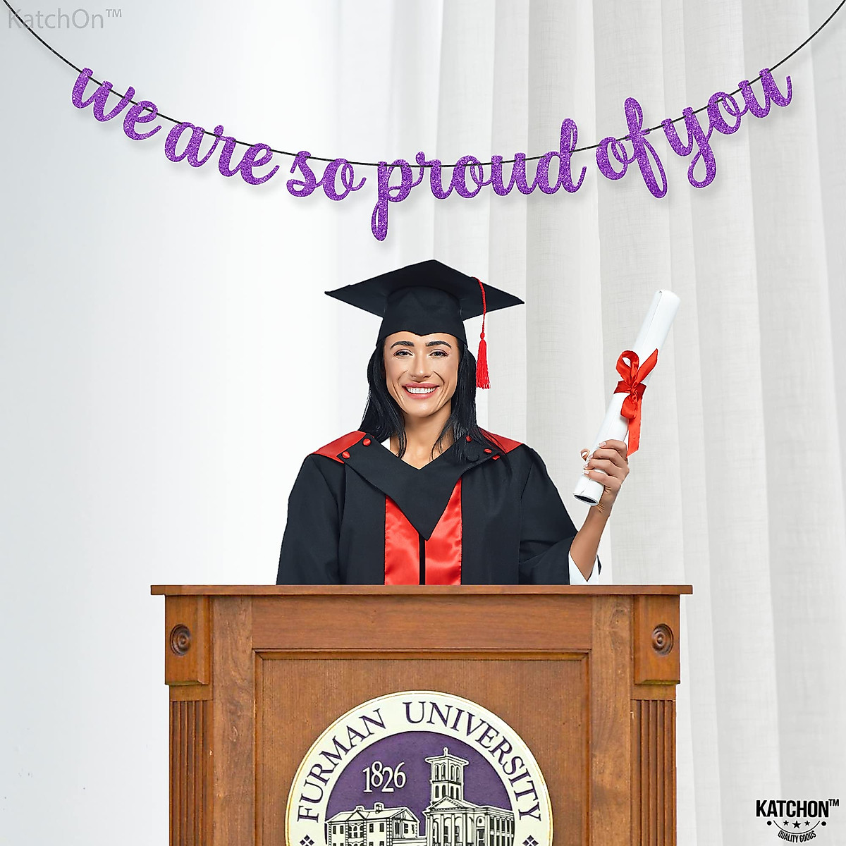 KatchOn, We are So Proud of You Banner - Glitter 10 Feet, No DIY | Congratulations Banner, Purple Graduation Decorations Class of 2024 | Lavender Graduation Decorations, So Proud of You Decorations