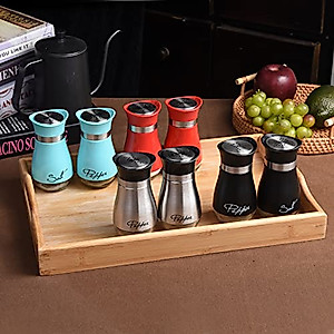 Salt and Pepper Shakers Set with Stainless Steel Lid and Glass Bottle,for Kitchen Table, RV, Camp, BBQ (Sliver)