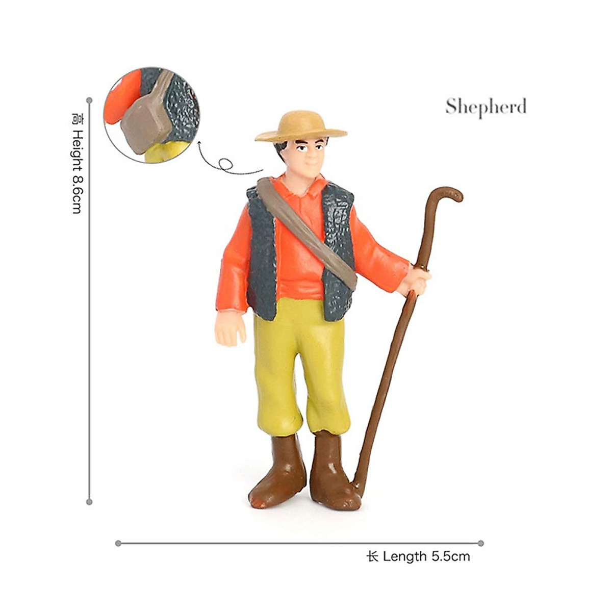 DOYIFun 6 Pcs Realistic Farmer People Model Figures Toy Playset, Plastic Farm Keeper Figurines Preschool Educational Learn Cognitive Toys for Toddlers Kids