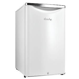 Danby DAR044A6PDB 4.4 Cu.Ft. Mini Fridge, Compact Refrigerator For Bedroom, Living Room, Bar, Dorm, Kitchen, Office, E-Star In Pearl White With Lock