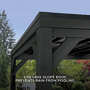 Backyard Discovery Stonebridge 12 ft. x 9 ft. 6 in. All Metal Steel Gazebo with Hard Top Steel Slant Roof