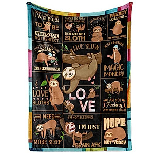 InnoBeta Sloth Throw Blanket, Sloth Gifts for Women Adults and Kids, Flannel Blankets for Sofa Couch Bed, Christmas, Birthday, Thanksgiving, 50" x 65"