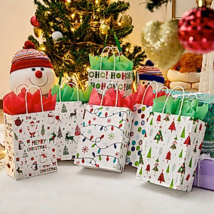 SUNCOLOR 30 Pack Small Christmas Gift Bags With Tissue paper