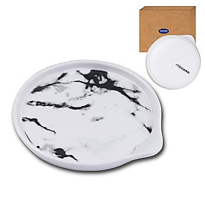 Spoon Rest,5.5 Inches Marble Spoon Holder，Ceramic Spoon Rest for Kitchen,Cooking Spoon Holder for Kitchen Counter/Stove Top/Dining Table Modern Farmhouse Decorative-By KITGUARD (white)