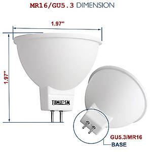 TUMUPSM MR16 LED Light Bulbs 12V 5000K Daylight GU5.3 Spot Bipin Non-Dimmable 5W 500LM 50W Halogen Replacement for Landscape, Track, Recessed Lighting 6 Pack