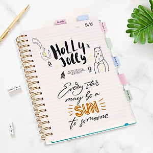 Hardcover Spiral Notebook, College Ruled Notebook Journal with 320 Pages, 7.6" X 10" Lined Journaling for Women Men, B5 Leather Writing Journals for Work, School, Office, 18pcs Index Tabs, Pink