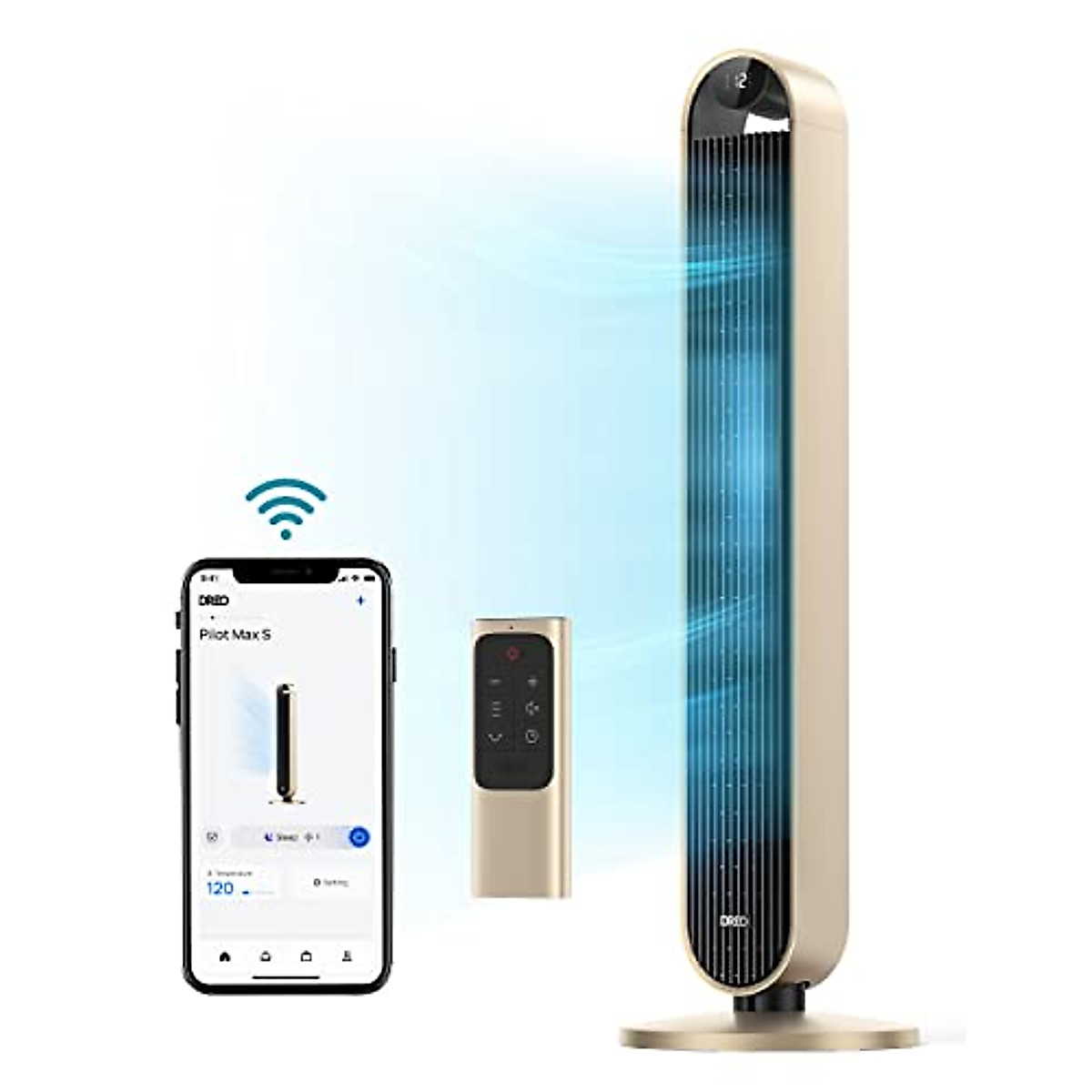 Dreo Smart Tower Fan Voice Control, 120° Oscillating Fan Works with Alexa/Google/App/Remote, 42 Inch, 25dB Quiet DC Bladeless Fan & Tower Fan 42 Inch, Cruiser Pro T1 Quiet Oscillating Bladeless Fan