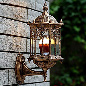 CNCEST Retro Exterior Wall Outdoor Lamp Aluminum & Glass Classic Cage Outdoor Light Fixtures Wall Mount,E27 Base Socket,Waterproof Matte Outdoor Light Fixture for Porch,Garden,Balcony