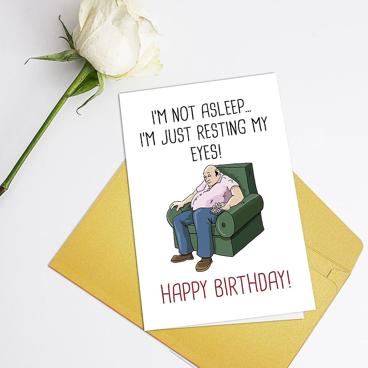 Funny Birthday Card for Men, Humorous Birthday Card for Dad Grandpa Uncle, Happy Birthday Card for Old Guy, Not Asleep Just Resting Eyes