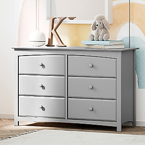 Storkcraft Kenton 6 Drawer Universal Dresser (Pebble Gray) – Dresser For Kids Bedroom, Nursery Dresser Organizer, Chest Of Drawers For Bedroom With 6 Drawers, Universal Design For Children’s Bedroom