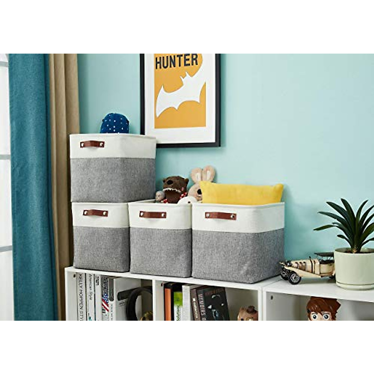 DECOMOMO Foldable Storage Bin Extra Large [3-Pack] & 11"Cube [4-pack] W/Handles for Organizing Shelf Nursery Home Closet & Office