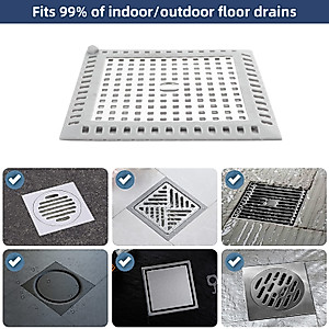 2 Packs Shower Drain Hair Catcher Square Hair Drain Catcher, WINDALY Bathroom Flat Drain Cover for Bathroom Floor Drain, Stainless Steel